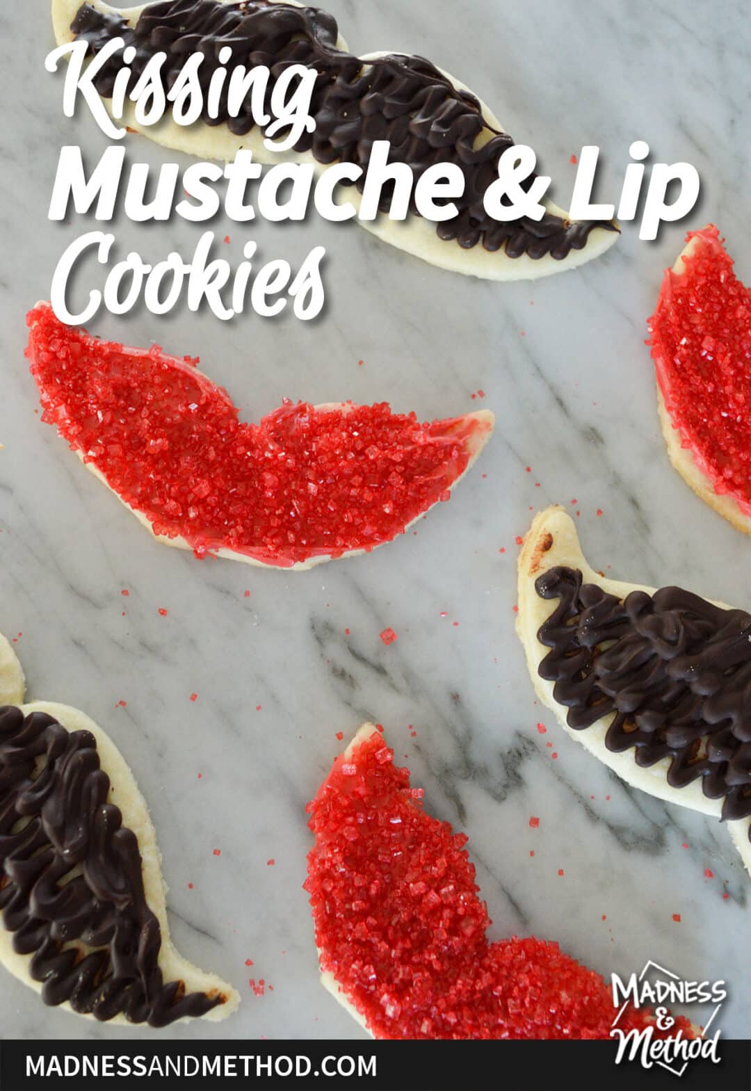Kissing Mustache and Lip Shaped Cookies | Madness & Method